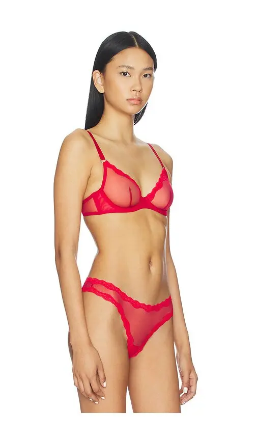 FLEUR DU MAL Sheer Tulle Demi Bra In Red