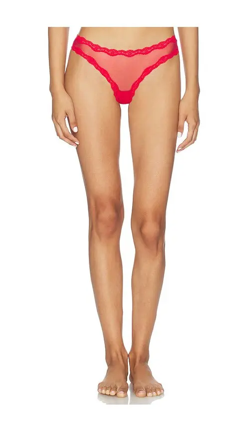Fleur Du Mal Sheer Tulle Thong In Red - Rouge