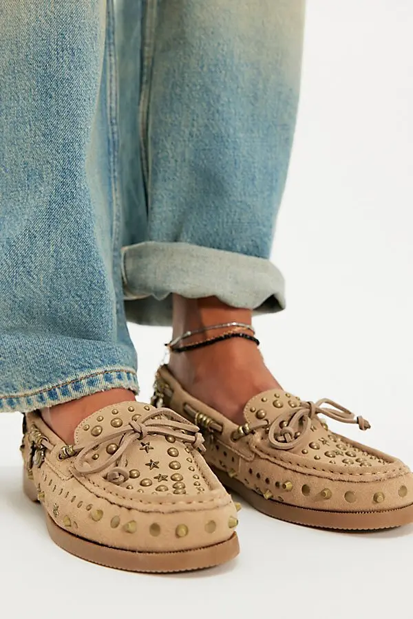 Free People Stargazer Boat Shoes - Taupe