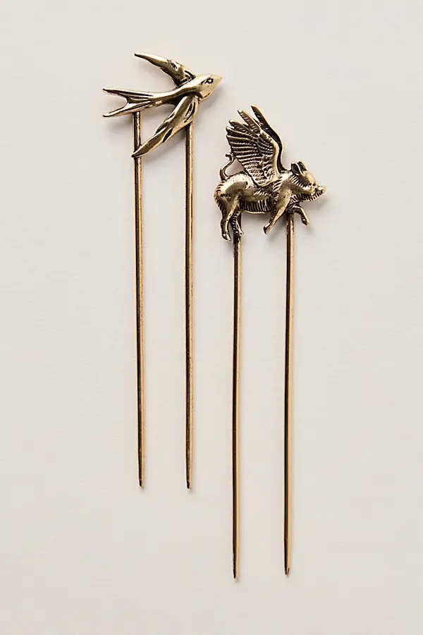 Free People Novelty Animal Hair Pin - Flying Pig