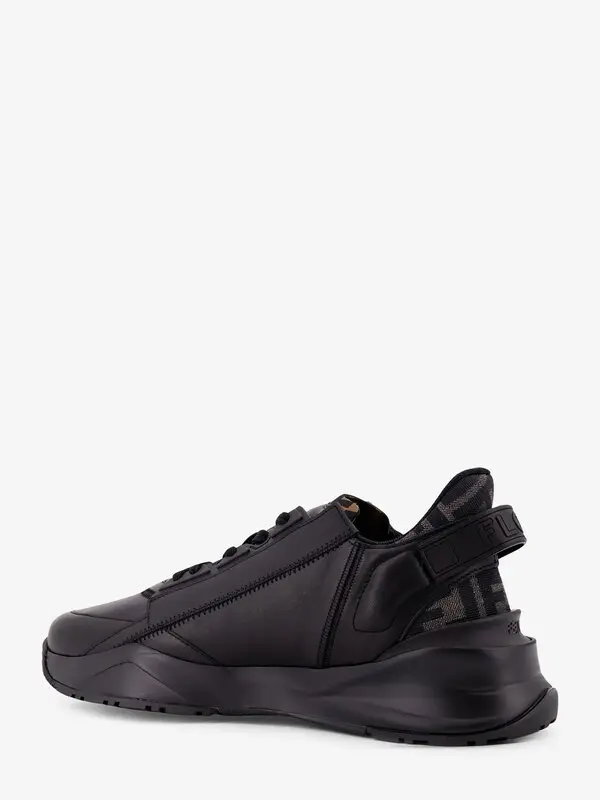 Fendi Leather Flow Sneakers With Ff Jacquard Fabric Inserts