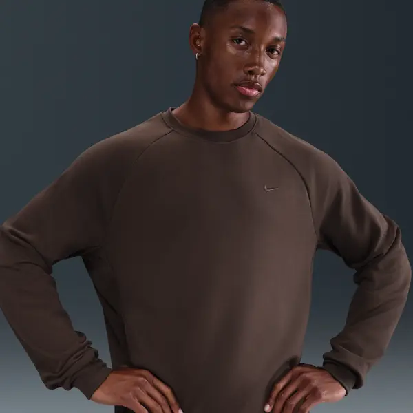 Nike Primary Fleece Dri-fit Uv Performance Crew - Brown