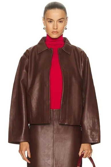 ST. AGNI Leather Cocoon Jacket - Rum