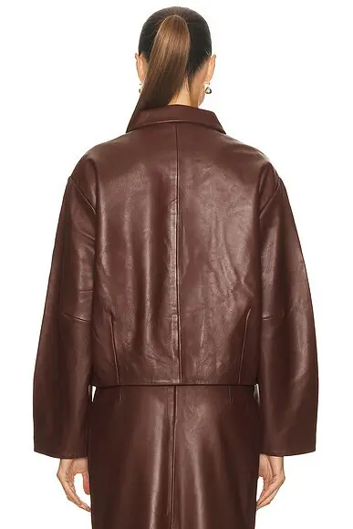 ST. AGNI Leather Cocoon Jacket - Rum