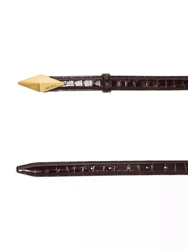 JIMMY CHOO Diamond Clasp Leather Belt - Brown