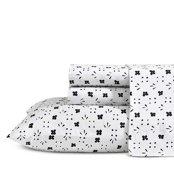 Marimekko Kukkaketo Cotton Percale Four Piece Sheet Set, King - Black