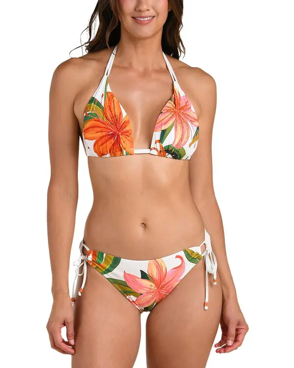 La Blanca Jungle Blossoms Halter Bra Bikini Top - Multi