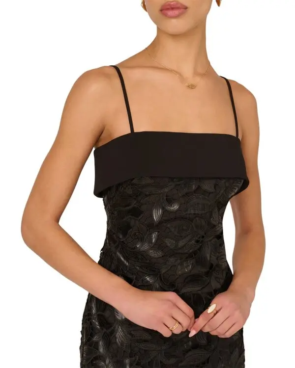 blue dress for baby girl Lace Panel Cutout Halter Gown In Black