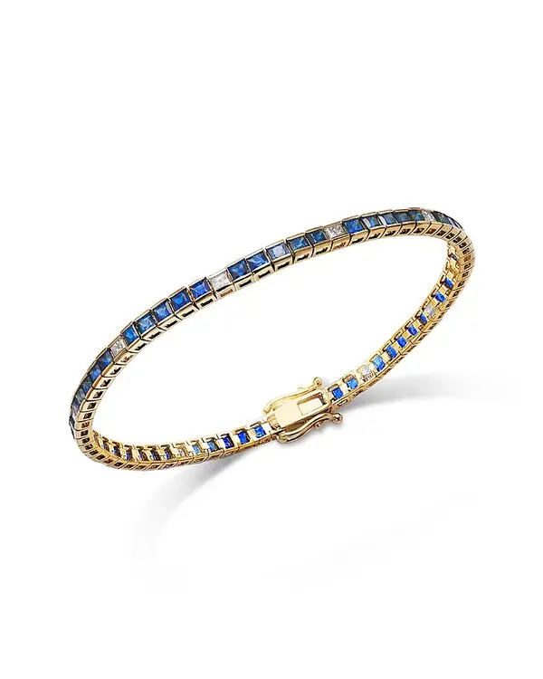 Bloomingdale'S Sapphire And Diamond Tennis Bracelet In 14k Yellow Gold - Blue/gold