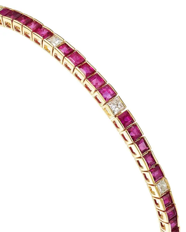 Bloomingdale'S Emerald And Diamond Bracelet In 14k Yellow Gold