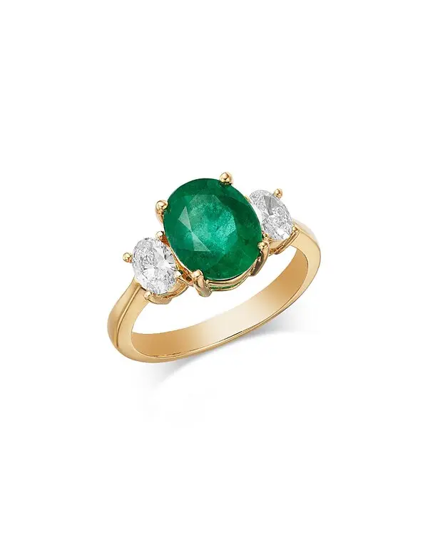 Bloomingdale'S Emerald & Diamond Ring In 14k Yellow Gold - Green/gold