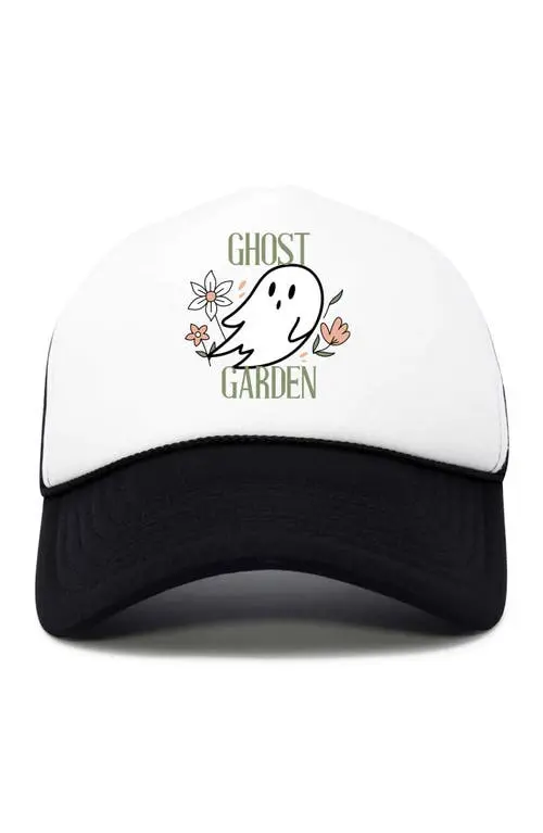 DALIX Ghost Garden Trucker Hat - Black White