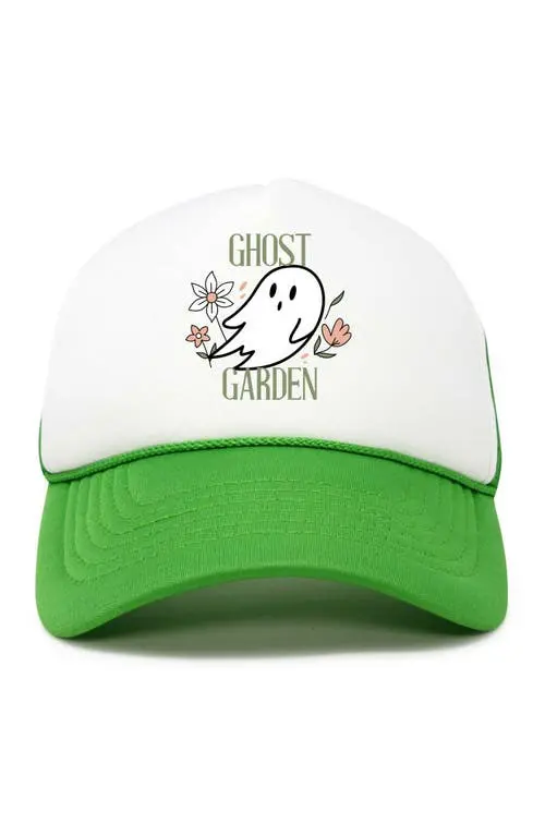 DALIX Ghost Garden Trucker Hat - Kelly White