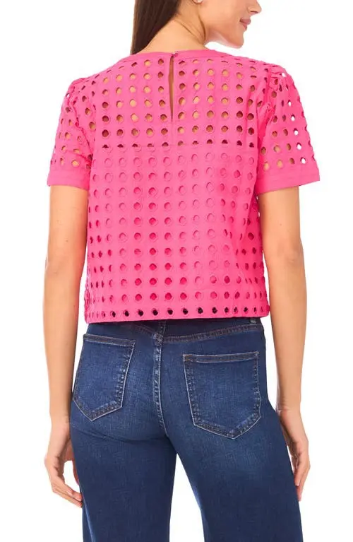 CECE DUPRAZ Circle Eyelet Cotton Top - Pink Taffy