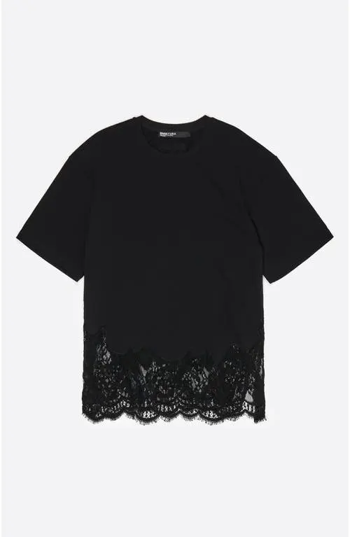 Bimba Y Lola Oversized Lace T-shirt - Black