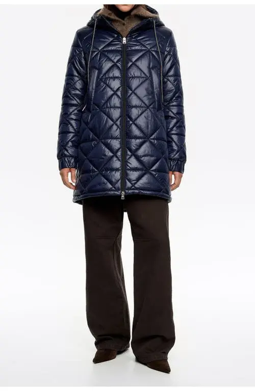 Bimba Y Lola Straight Hooded Puffer - Dark Navy