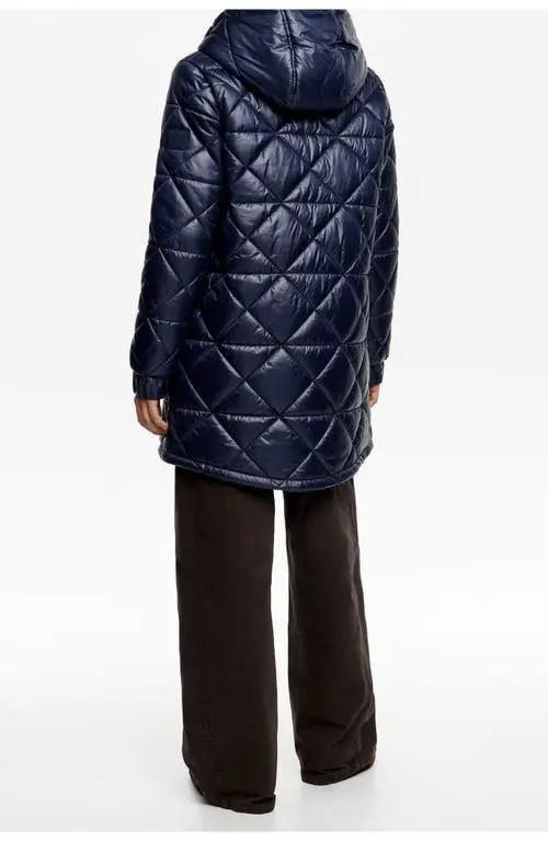 Bimba Y Lola Straight Hooded Puffer - Dark Navy