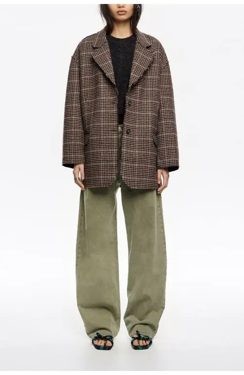 Bimba Y Lola Checked Double-face Raw Finish Coat