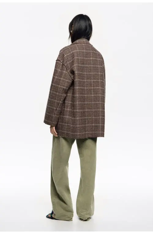 Bimba Y Lola Checked Double-face Raw Finish Coat