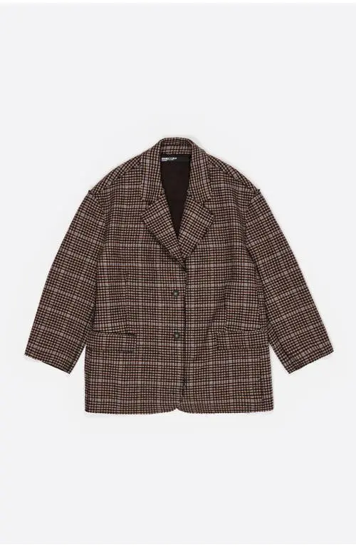 Bimba Y Lola Checked Double-face Raw Finish Coat