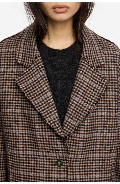 Bimba Y Lola Checked Double-face Raw Finish Coat