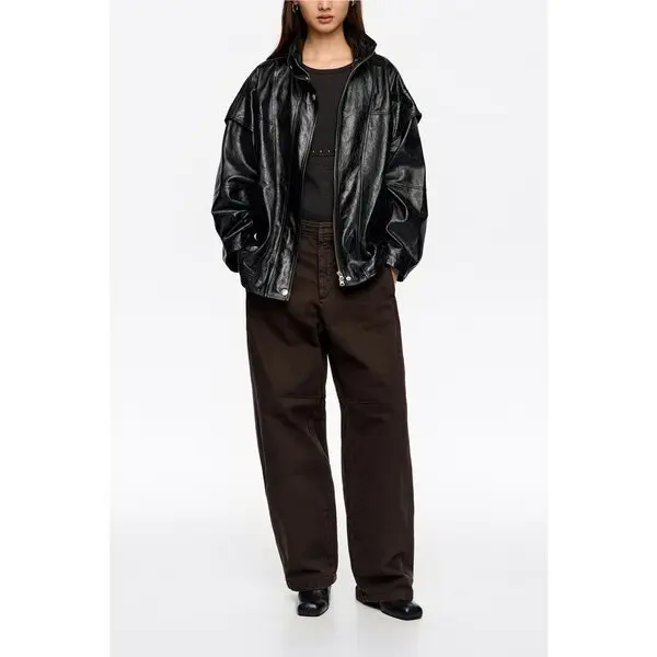 Bimba Y Lola Leather Oversize Jacket - Black
