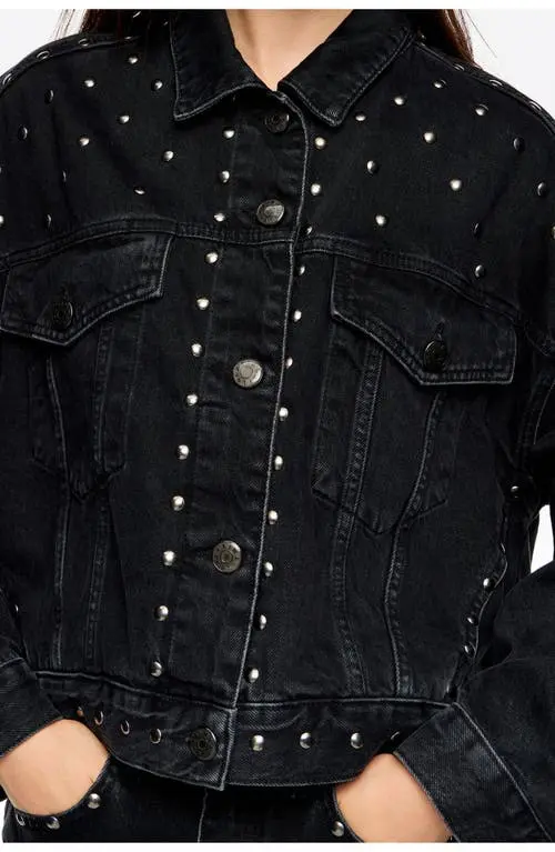 Bimba Y Lola Studded Denim Cropped Jacket