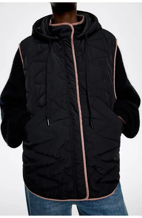 Bimba Y Lola Padded Vest With Hood - Black