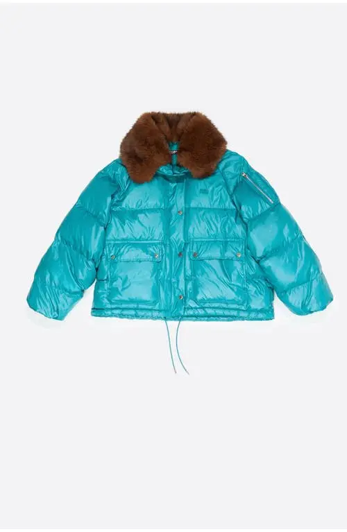 Bimba Y Lola Short Down Jacket With Fur Collar