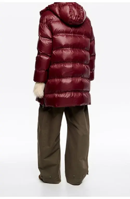 Bimba Y Lola A-line Down Jacket With Detachable Hood - Burgundy