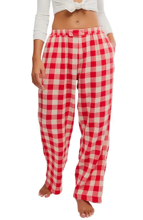 Free People Be Mine Heart Pajama Pants - Atlas Red Combo