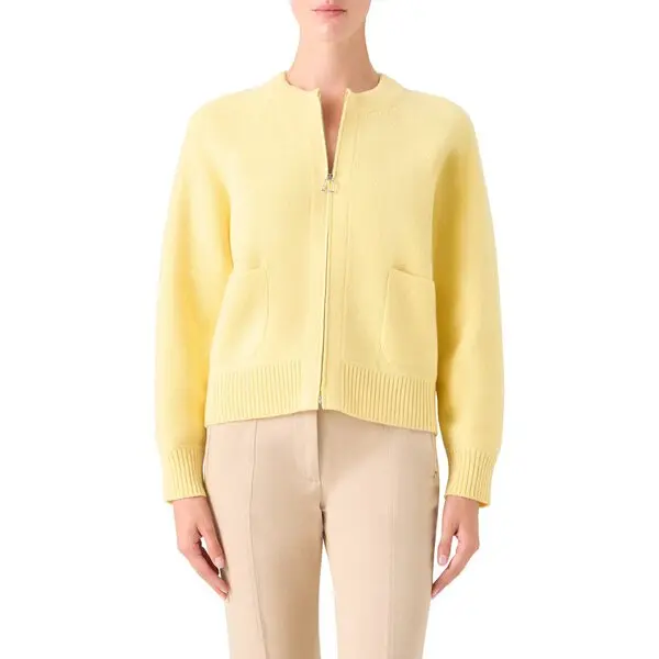 Akris Cashmere Piqué Zip-up Cardigan - Sun