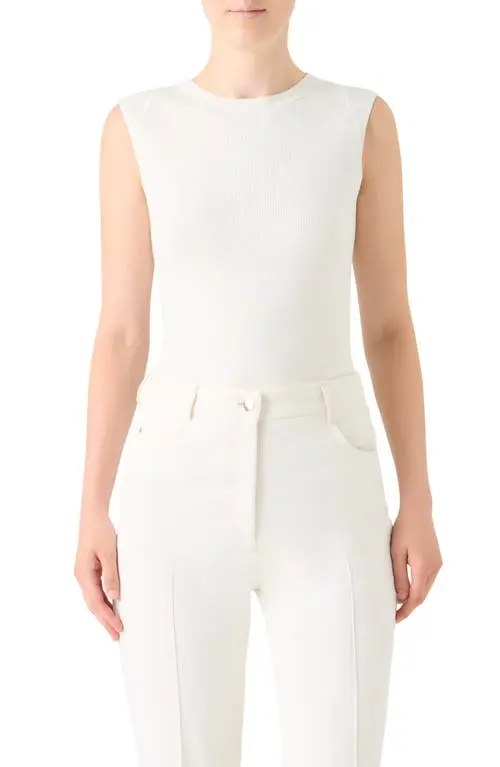 Akris Sleeveless Silk Rib Top - Ecru