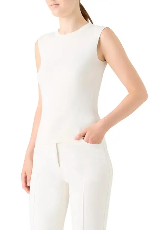 Akris Sleeveless Silk Rib Top - Ecru