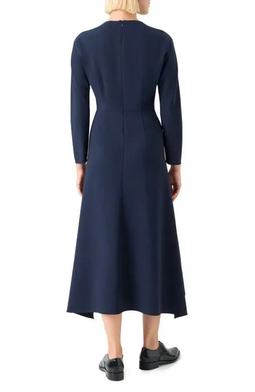 Akris Long Sleeve Wool Blend Midi Dress - Navy