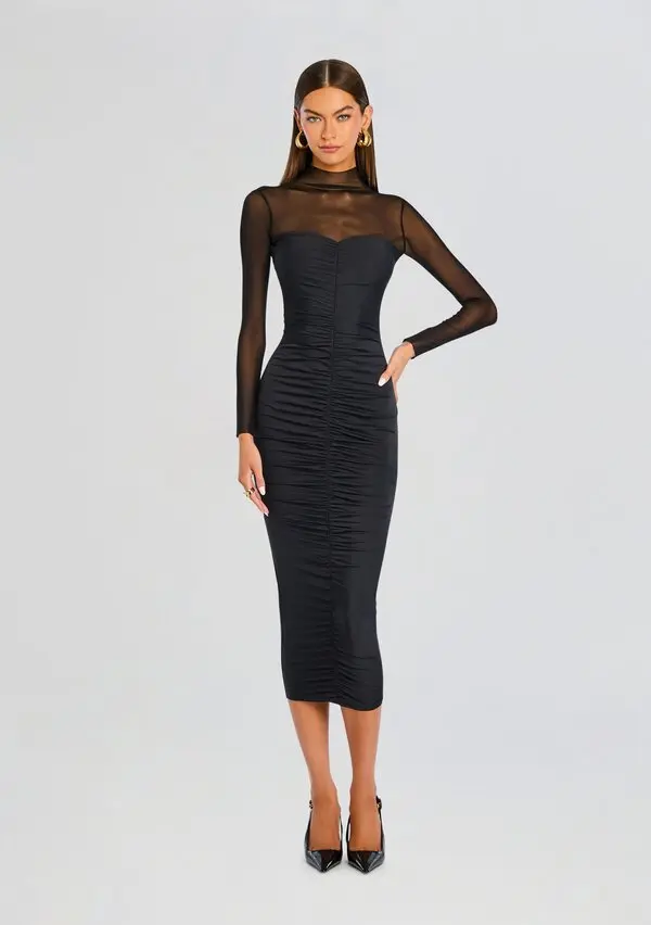 SEROYA Emilyn Midi Dress - Black