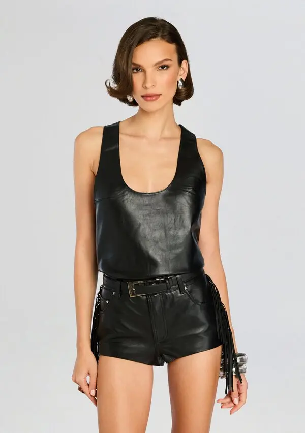 Retrofete Elizabeth Leather Tank Top - Black