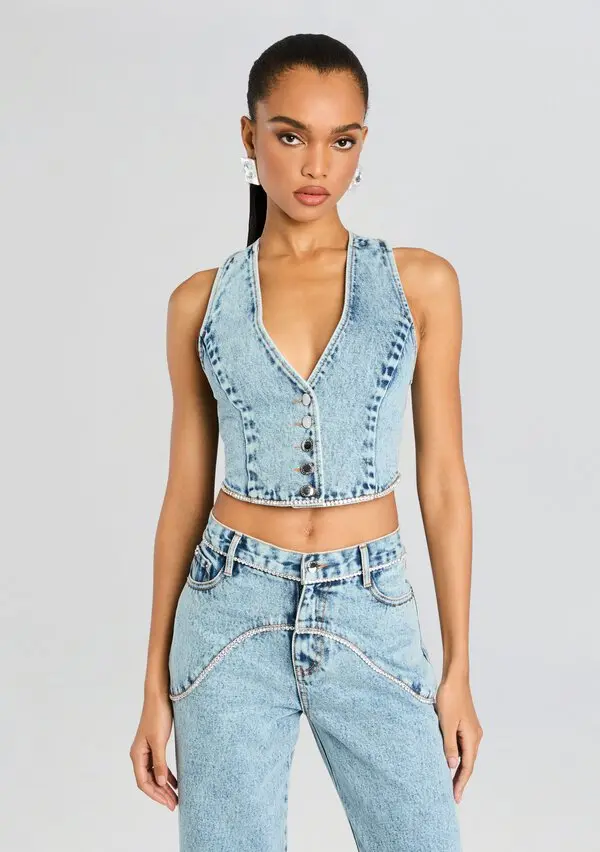 Retrofete Embellished Denim Vest