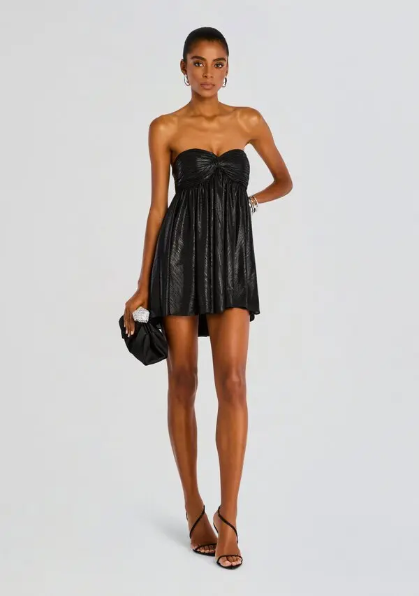 Retrofete Kaiser Metallic Strapless A-Line Mini Dress - Black - 40% Off |  Editorialist
