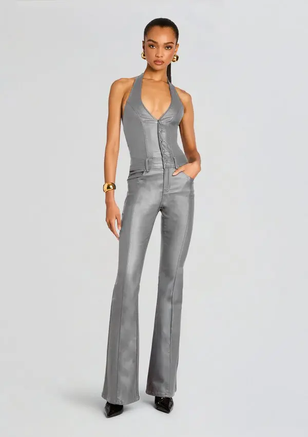 Retrofete Cynthia Coated Denim Jumpsuit - Coated Grey