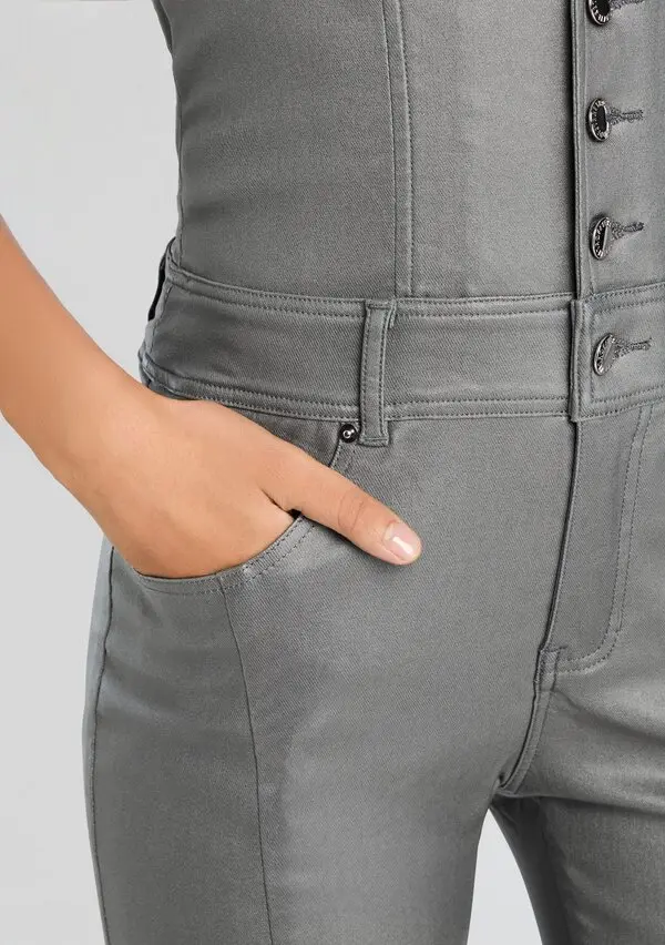 Retrofete Cynthia Coated Denim Jumpsuit - Coated Grey