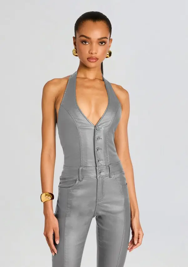 Retrofete Cynthia Coated Denim Jumpsuit - Coated Grey