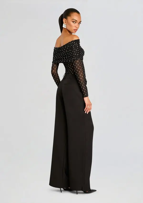 Retrofete Oriana Embellished Mesh Top