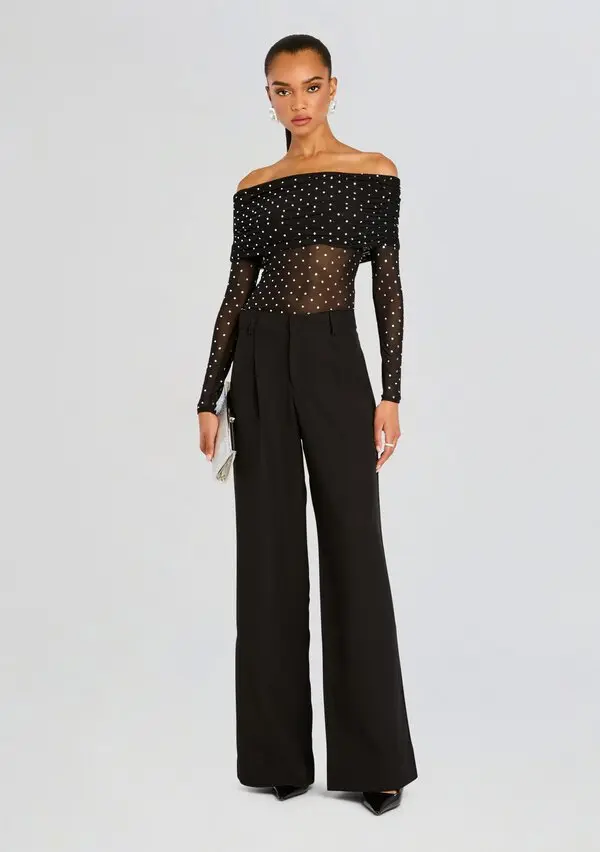 Retrofete Oriana Embellished Mesh Top