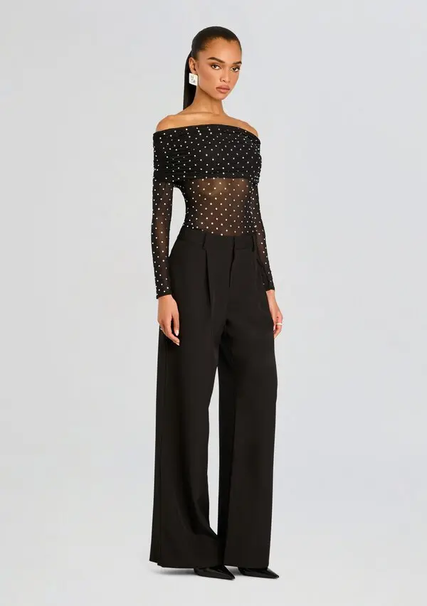 Retrofete Oriana Embellished Mesh Top