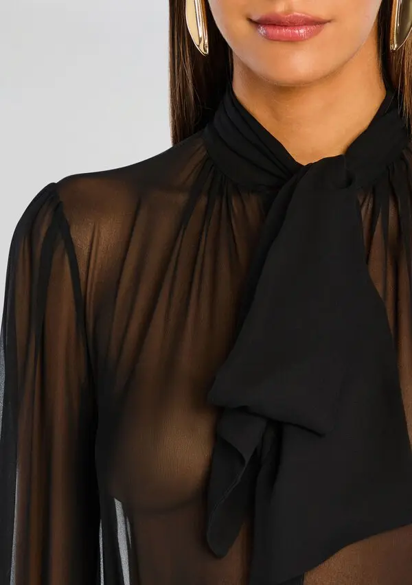 Retrofete Hasli Silk Chiffon Top - Black