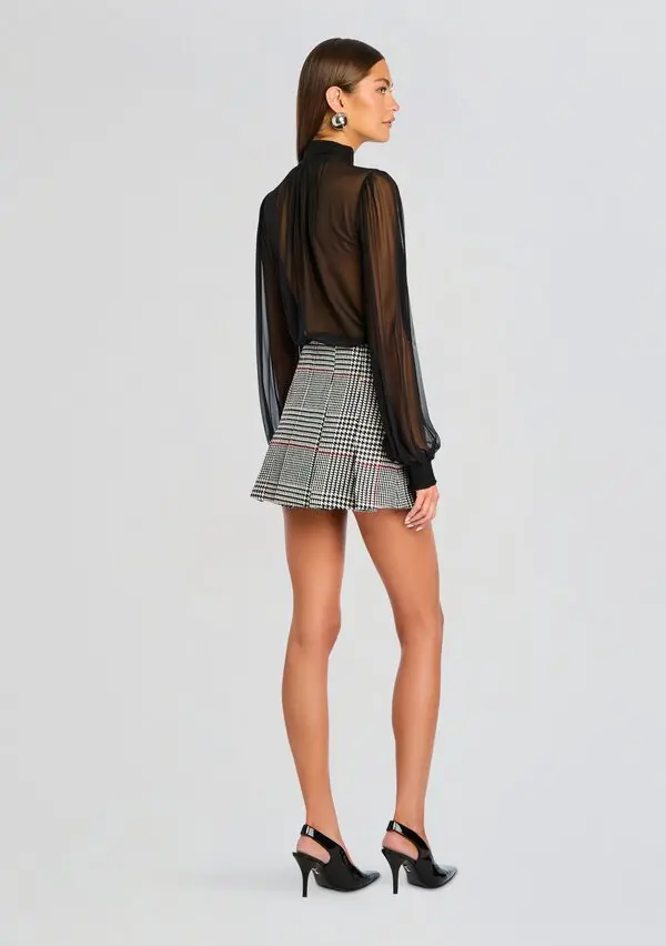 Retrofete Plaid Mini Skirt With Buckle Detail - Glen Plaid