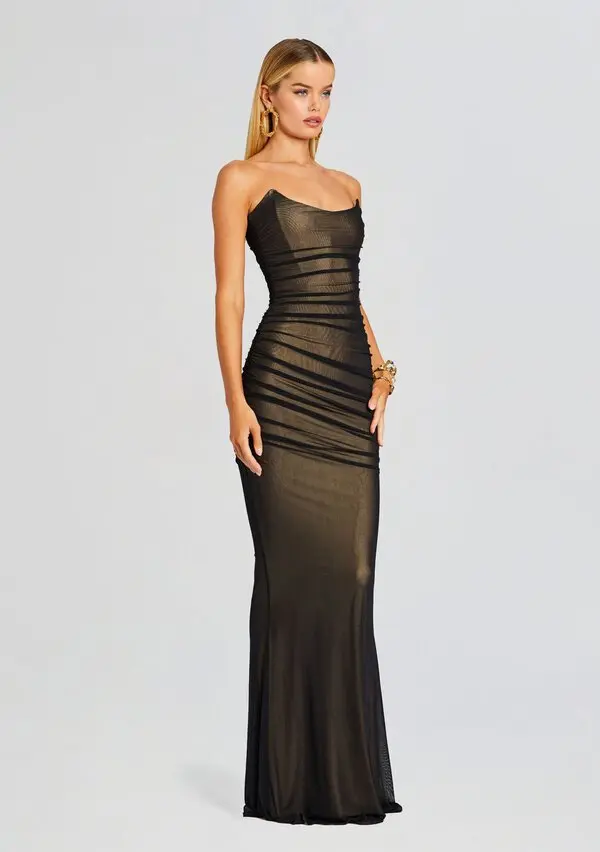 Retrofete Ford Strapless Maxi Gown - Black