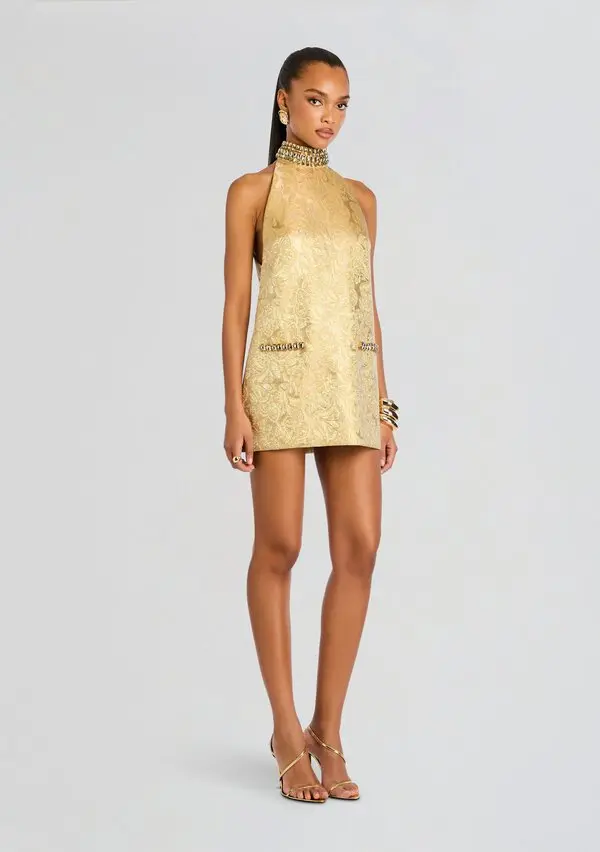 Retrofete Lilou Embellished Mini Dress - Gold | Editorialist