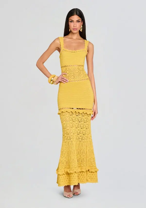 Retrofete Winona Crochet Maxi Dress - Sol/gold